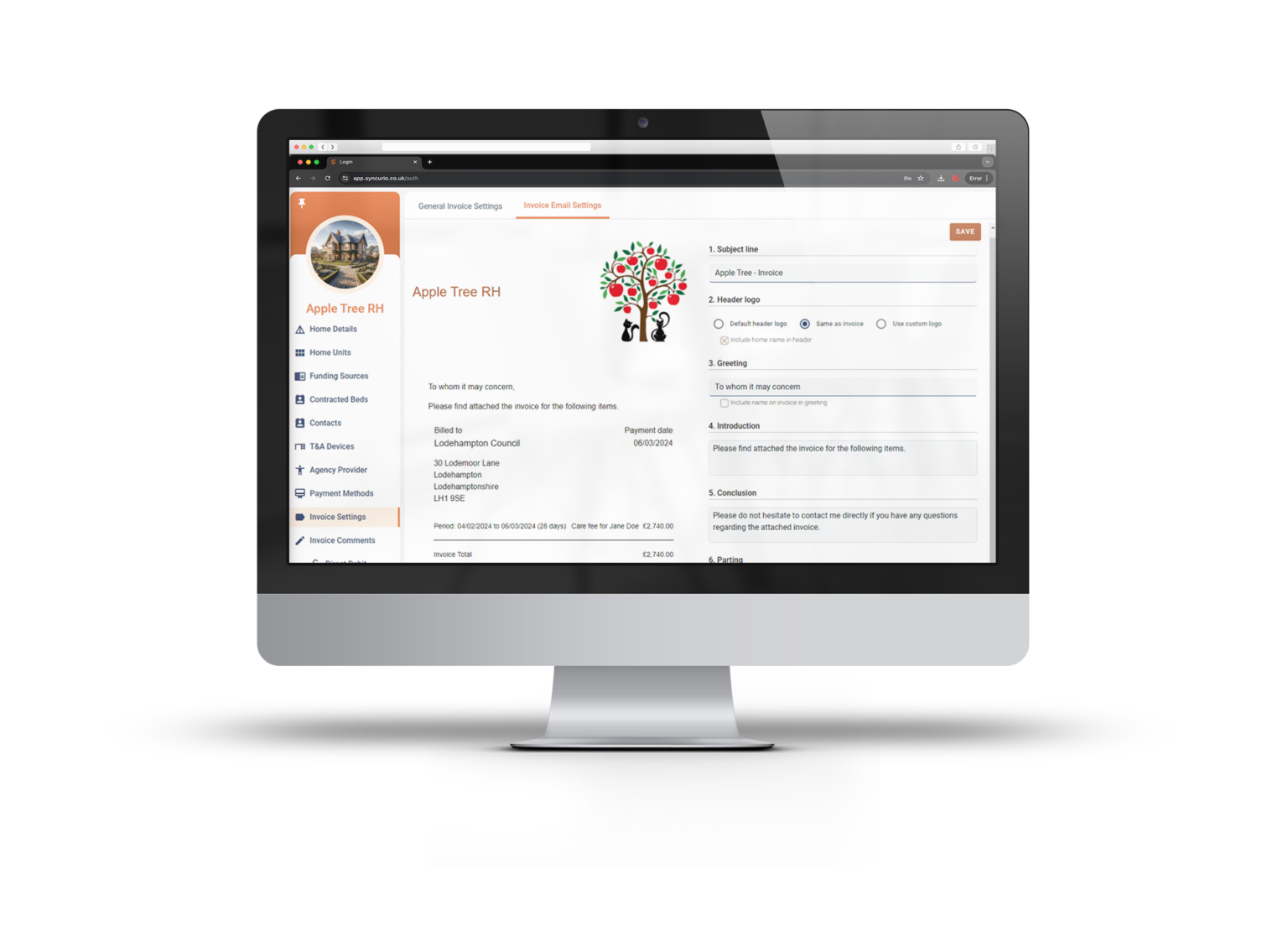 Resident Custom Invoices - Syncurio
